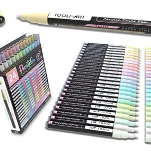 TOOLI-ART Acrylic Paint Markers Paint Pens Special Colors Set For Rock Painting, Canvas, Fabric, Glass, Mugs, Wood, Ceramics, Plastic, Multi-Surface. Non Toxic, Water-based (PASTEL)