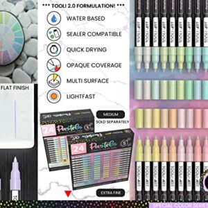 TOOLI-ART Acrylic Paint Markers Paint Pens Special Colors Set For Rock Painting, Canvas, Fabric, Glass, Mugs, Wood, Ceramics, Plastic, Multi-Surface. Non Toxic, Water-based (PASTEL)