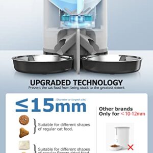 Automatic Cat Feeders 2 Cat, 4.5L Cat Food Dispenser with Splitter and Two Stainless Bowls, Timed Cat Feeder, up to 4 Meals with Portion Control, 10s Voice Recorder