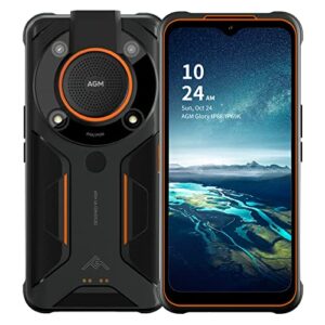 agm glory se rugged smartphone unlocked, rugged phone, snapdragon 480 5g rugged smartphone, rugged cell phone 6.53" fhd+, loud speaker 6200mah battery ip68/ip69k, 8g+128g dual-led torch/nfc/gps/black