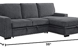 Lexicon Mulligan Sectional Sofa Sleeper, Right Chaise, Charcoal