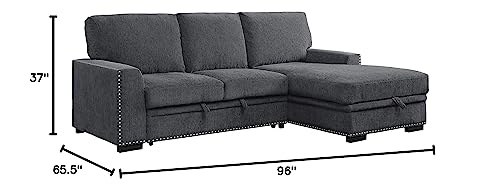 Lexicon Mulligan Sectional Sofa Sleeper, Right Chaise, Charcoal