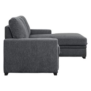 Lexicon Mulligan Sectional Sofa Sleeper, Right Chaise, Charcoal