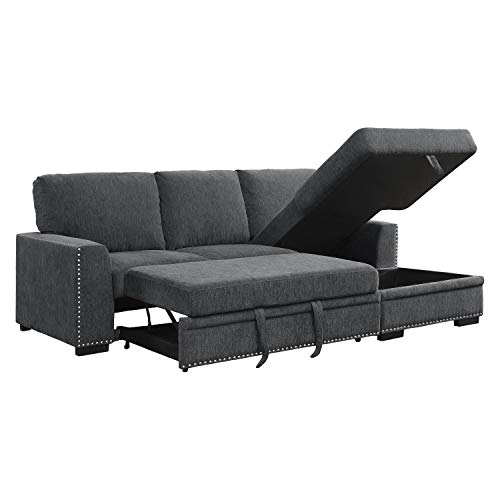 Lexicon Mulligan Sectional Sofa Sleeper, Right Chaise, Charcoal