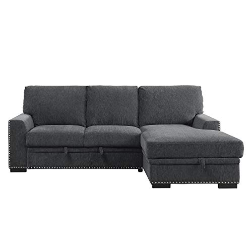 Lexicon Mulligan Sectional Sofa Sleeper, Right Chaise, Charcoal