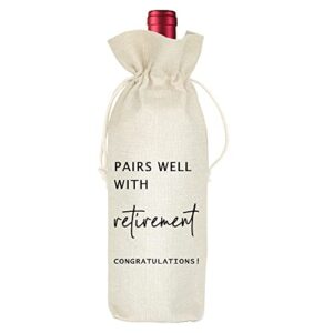 socive retirement wine bag, retirement gifts wine bags, pairs well with retirement, gift for him or her, retirement gifts leaving gifts for colleagues best friends coworkers boss nurse teachers