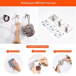 Bathroom Hardware Set, 4 PCS Brushed Nickel Bathroom Towel Rack Set, Include 16 inch Hand Towel Bar, Toilet Paper Holder, 2 Adhesive Towel Robe Hooks, Stainless Steel Bathroom Accessories Set