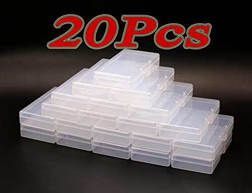 Mini Skater 3.52 ×1.8 ×0.55" Small Transparent Plastic Sample Box Small Size Rectangle Clear Plastic Jewelry Storage Case Container Packaging Box with Lid Use for Earrings Rings Beads Collecting Small Items (20 Pcs)