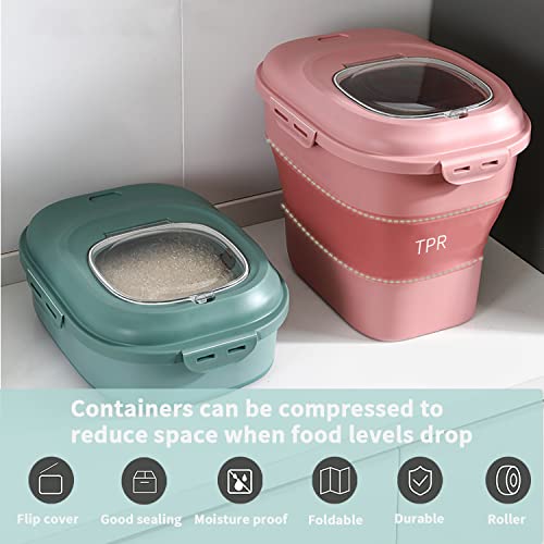 YEAHPY 20-50 LB Collapsible Food Storage Containers, Cereal Rice Seal Food Storage Containers Pet Dog Cat Food Flour Sugar Food Storage Plastic Dry Leakproof with rollers and desiccant card slot