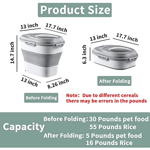 YEAHPY 20-50 LB Collapsible Food Storage Containers, Cereal Rice Seal Food Storage Containers Pet Dog Cat Food Flour Sugar Food Storage Plastic Dry Leakproof with rollers and desiccant card slot