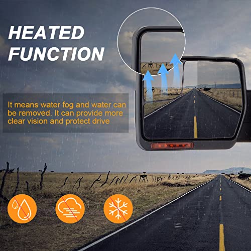 ROADFAR Towing Mirror Compatible With 2004-2014 for Ford for F150 Tow Mirror With Left Side Power Control Heated Turn Signal Puddle Light Chrome Housing