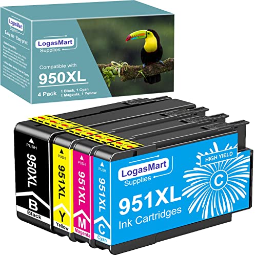 950XL 951XL Ink Cartridges Compatible for HP 950 951 HP OfficeJet Pro 8610 8600 8615 8620 8625 8100 276dw 251dw (4-Pack, HP 950 951)