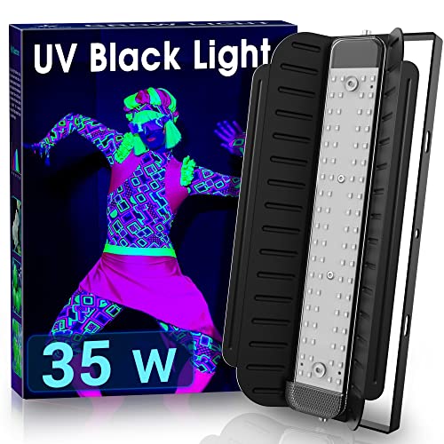 Briignite Black Light, Dimmable Blacklight 35W, Black Lights with Plug and Switch, 76 LED Black Lights for Glow Party, 385-400nm, IP44 Waterproof UV Light for Body Paint, Fluorescent Poster, 2Pack