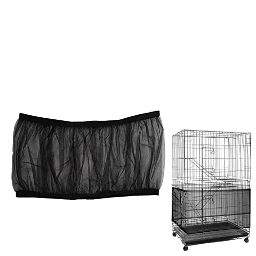 Bird Cage Seed Catcher Mesh Skirt Cover for Parrot Bird Cage Cover Seeds Guard Dust-Proof Universal Birdcage Accessories, Prevent Scatter and Mess, Light and Breathable Fabric (Black)