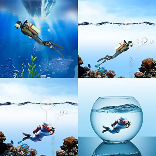 SIROLISA 2 Pack Fish Tank Decorations Aquarium Floating Decor Aquarium Diver with Floating Device, Cute Diver Fish Tank Ornaments Suitable for All Kinds of Fish Tank Simulated Underwater World