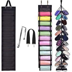 kisyongus leggings organizer storage, t shirt organizer, hanging legging organizer for closet, hanging clothes organize with 24 compartment organizers for yoga, t-shirts, and jeans (black, 1 pack)