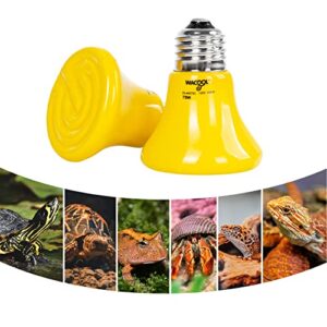 WACOOL Ceramic Heat lamp Bulbs for Reptiles, Color Changing Reptile Heat Lamp 75W 2 Pack, Reptile Heat Light Bulb