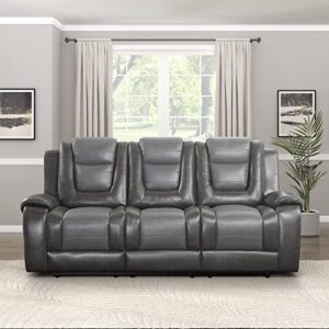 lexicon hawthorne wall-hugger manual double reclining sofa, two-tone gray