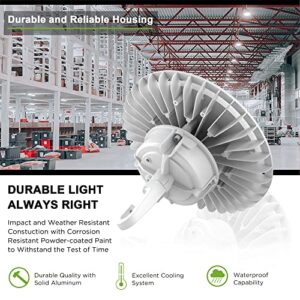 UFO LED High Bay Light 150W LED Warehouse Lights IP65 for Wet Location LED Commercial Area Lighting Fixture for Gym Factory Warehouse ETL Certified 5' Cable 5000K 1-10V Dimmable 21000LM White 2Pack