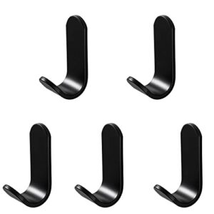 bathroom towel hooks,coat hooks wall mounted,over door hooks without drilling,aluminum robe hooks-black .（5 pack）