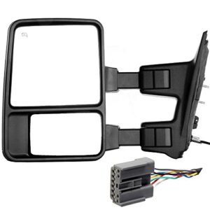 roadfar towing mirror fits for 2003-2007 for ford for f250/for f350/for f450/for f550 super duty 2003 2004 2005 for ford for excursion tow mirror left side power heated turn signal light black