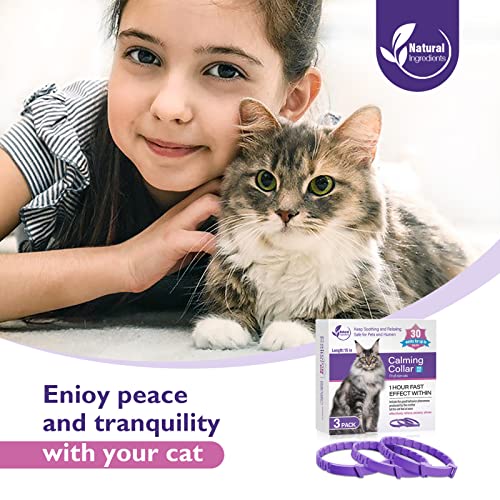 3 Pack Calming Collar for Cats and Kittens Pheromone Collar Efficient Relieve Reduce Anxiety Stress Pheromones Calm Relaxing Comfortable Breakaway Collars Adjustable for Small, Medium Large Cat