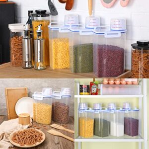 Rice Storage Bin 4 Pcs Cereal Containers Dispenser with Measuring Cup Plastic Storage Containers with Lids Kitchen Storage Bin Rice Holder Container Food Container Sets for Flour Cereal, 2.5 L (Blue)