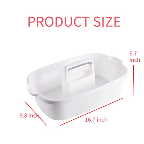 Hioffice Cleaning Supplies Caddy, Shower Caddy, Cleaning Tote Supply Organizer with Handle, Plastic Shower Caddy for Cleaning Products, Large Cleaning Caddy (white, 1)