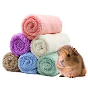 6 pieces guinea pigs soft blankets with skin-friendly coral velvet for hamster squirrel chinchilla small animal carpet & bath towel & quilt and cage mat with 6 colors