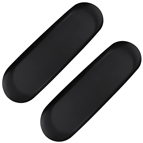 2 Pack Long Narrow Black Rolling Metal Decorative Tray, 12 Inch Stainless Steel Golden Serving Oval Brass Vanity Tray Table Decor Platter for Jewelry, Towel, Bathroom, Exxacttorch, et-029444-FBM-PT