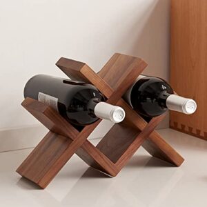 wine rack countertop oak solid wood wine organizer rack 4 bottles holder for wine, drinks, beer, suit for home, bar, kitchen,cellar basement,walnut