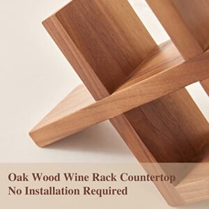 Wine Rack Countertop Oak Solid Wood Wine Organizer Rack 4 Bottles Holder for Wine, Drinks, Beer, Suit for Home, Bar, Kitchen,Cellar Basement,Walnut