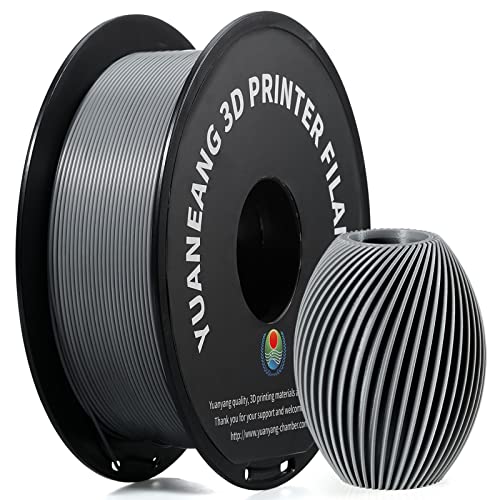 PLA 3D Printer Filament, YUANEANG Gray PLA Filament, 1.75mm Dimensional Accuracy +/- 0.02 mm, 1 kg 2.2Lbs Spool