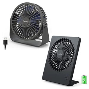 faraday small table fans bundle usb desk fans personal fan ultra quiet for home bedroom office desktop, 3 speeds, black