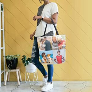 Naanle Personalized Canvas Tote Bag Large Women Casual Shoulder Bag Custom Customized Handbag Reusable Cotton Bag Gift, 4 Photos Collage