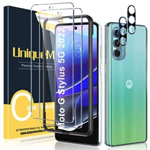 uniqueme [2+2 pack] compatible for motorola moto g stylus 5g [2022] tempered glass screen protector and camera lens protector [hd clear][only fit for 2022 model][not for 4g version]