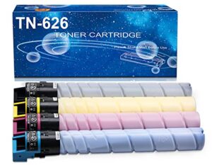 ledes high yield 4 pack tn626 toner cartridge compatible replacement for konica minolta tn-626 tn 626 for bizhub c450i c550i c650i printer acv1130 acv1230 acv1330 acv1430,28000 pages, bk, c, m, y