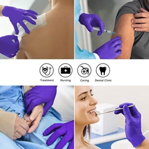 Safe Health HD Nitrile Disposable Gloves, 4.5 Mil, Latex Free, Powder Free, Cobalt Blue Indigo Purple, Box of 100, Medium, Textured, Food, Tattoo, Nursing, Cleaning