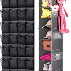 MISSLO 28 Large Pockets Hanging Shoe Organizer and 8-Shelf Hanging Shoe Organizer Clothes Closet Organizers and Storage Shelves Hat Holder