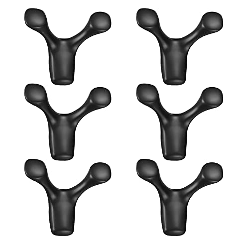 MTZRFLL 6 Pack Black Wall Mounted Coat Hooks, Wall Hooks with 65lb max, Heavy Duty Decorative Hardware Metal Hooks with Screws for Bathroom Kitchen Entryway Office