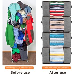 Clothes Storage Bags,Thickened Three-Layer Fabric Foldable Clothes Organizer Storage,Reinforced Handle,Sturdy Zipper,for Quilts,Blankets,Bedroom Storage,Under Bed Storage (Black, medium-3 packs)