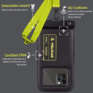 Pelican 2 Pack Marine - IP68 Waterproof Phone Pouch/Case(Regular Size)-Floating Waterproof Phone Case For iPhone 14 Pro Max/ 13 Pro Max/ 12 Pro Max/ 11/ S23 - Detachable Lanyard-Black/Yellow