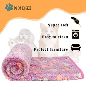 Dog Blankets for Large Dogs, 3 Pack Dog Blanket Washable 41" x 31", Fuzzy Soft Pet Mat Throw Cover for Kennel Crate Bed, Cute Paw Pattern,Waterproof Cat Blanket, Blankets for Dogs, Pet Blanket