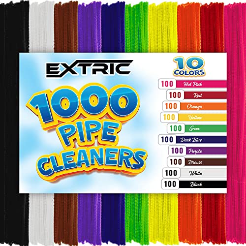 Pipe Cleaners- 1000 Pc. Pipe Cleaner 10 Assorted Colors Chenille Stems, Pipe Cleaners Craft, Fuzzy Sticks Great Craft Supplies DIY Art & Craft Projects| 6mm x12 inch