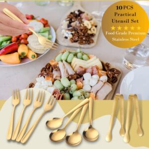 18 PCs Charcuterie Board Accessories Utensils, Cheese Knife Set, Charcuterie Bowls, Cheese Markers for Charcuterie Board, Mini Serving Tongs Spoons and Forks Honey Dipper for Pastry Christmas Wedding