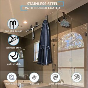 CYGGYUU 2 Pack,Stainless Steel Towel Hooks,Black Shower Hook,Bathroom Robe Hooks for Frameless Glass Door,Shower Squeegee Hooks,Loofah Hook,Wall Hook