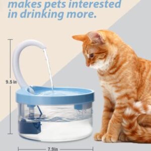 Rosfim Cat Water Fountain, 68 oz/2,0L LED Pets Dispenser Dog Water Fountain, Ultra Quiet Automatic Dog Drinking Fountain for Cat and Dog