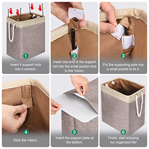 Laundry Basket,2-Pack Collapsible Linen Laundry Hampers,Tall Laundry Baskets,Dirty Clothes Hamper Laundry Organizer with Handles Laundry Bins for Bathroom Bedroom Dorm Toy Storage-brown