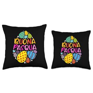 Happy Easter Italy Buona Pasqua Italian Chocolate Eggs Throw Pillow, 16x16, Multicolor