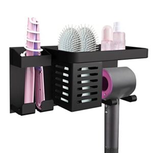 linkidea hair dryer holder wall mounted, hair styling care tool organizer, stainless steel bathroom multi-functional hair dryer rack for dyson hair dryer, curling wands, hair straighteners